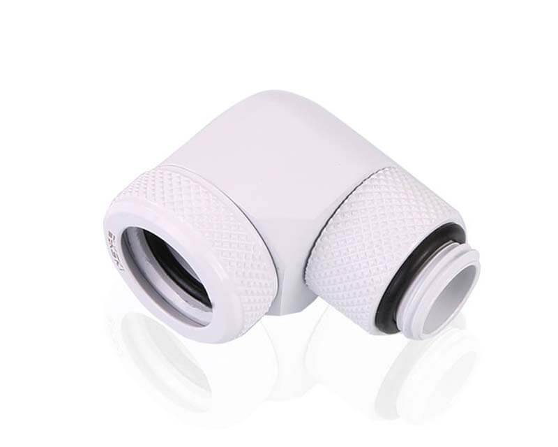 Bykski G/14 Rigid 14mm OD 90 Degree Rotary Fitting Adapter - White (B-HTJ-L14-RD90-V2) B-HTJ-L14 ...