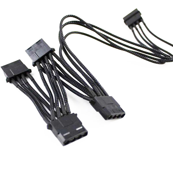 DarkSide 4-Way 4-Pin MOLEX Power Y-Cable Splitter – Jet Black DS-0143 – Performance-PCs.com