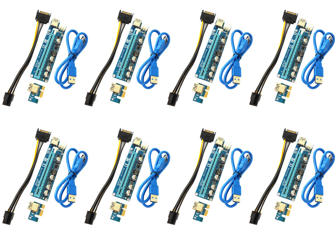 PPCS PCI Express Riser Card 1x to 16x PCI-E Risers 6Pin Power Version ...