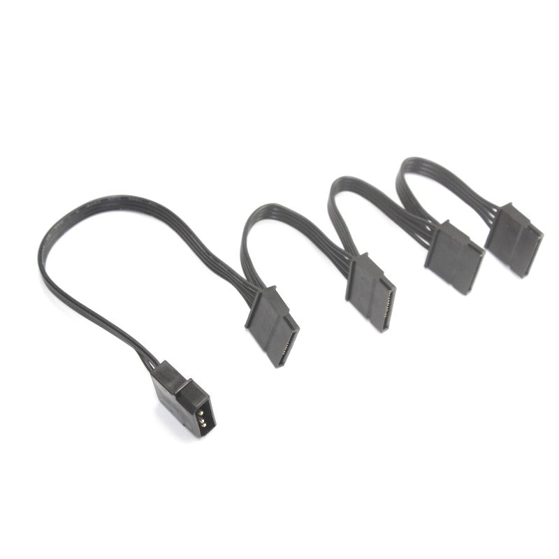 Premium Ribbon Wire 4-Pin Molex to 4x SATA Adapter Cable (Black) MDY-4M ...